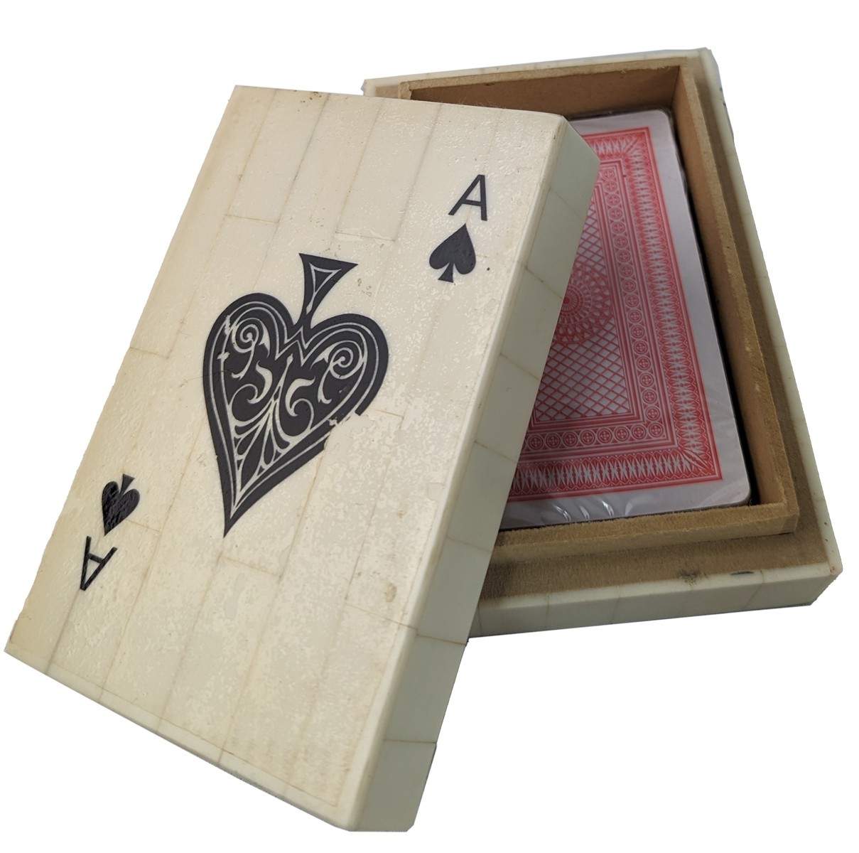 Ace of Spades Bone Card Box - 12cm