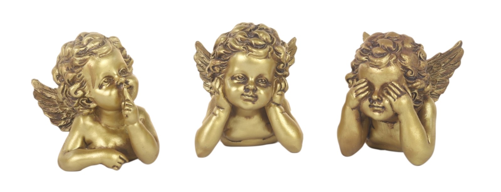 Set of 3 No Evil - Gold Angels 8.5cm
