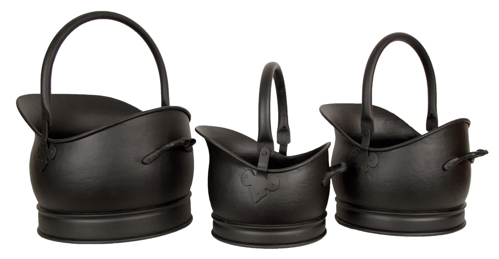 Set Of 3 Classic Scuttles - Black Finish 45cm - Fire Tools & Coal ...