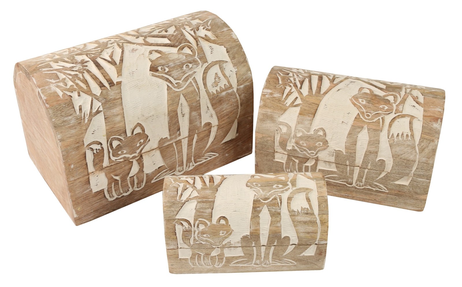 Set of 3 Domed Fox Boxes 23cm